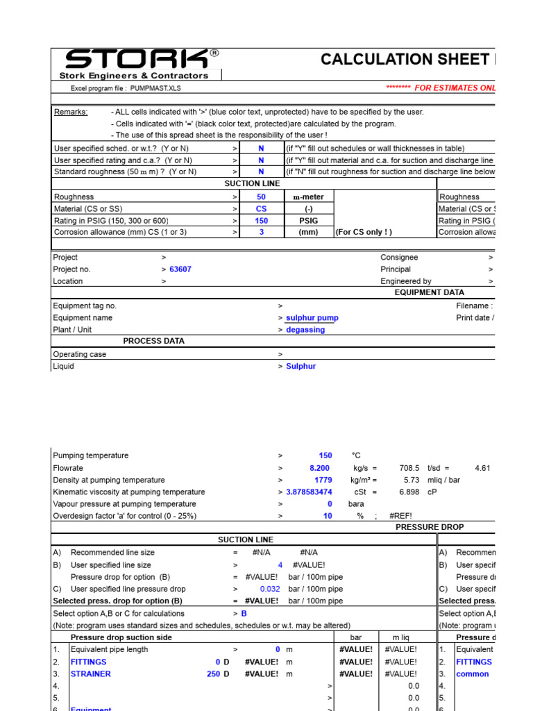 Calculation - Sheet - For - Centrifugal - Pumps - Excel - Program ...