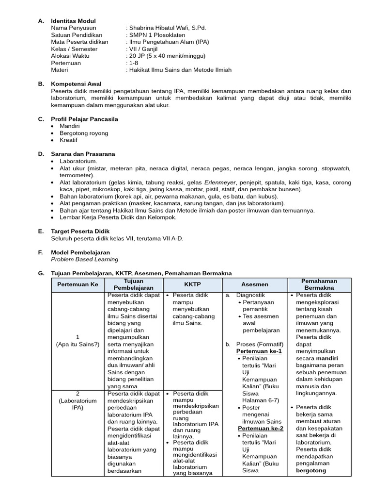 Modul Ajar Hakikat Sains Dan Metode Ilmiah | PDF