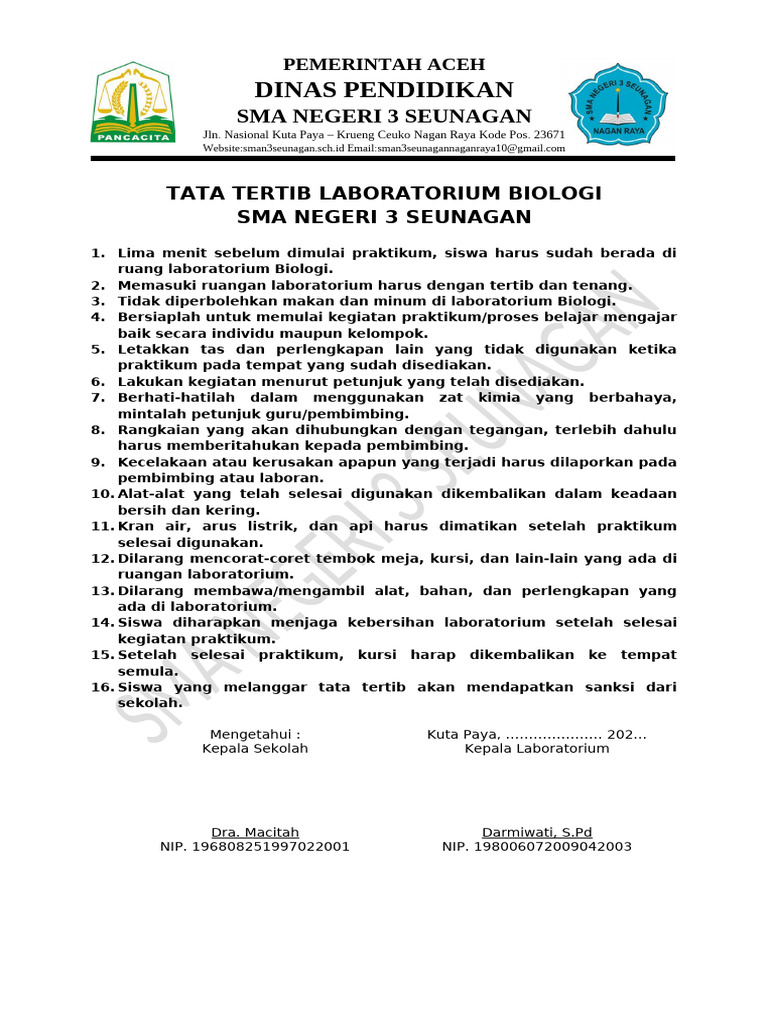 Tata Tertib Masuk Lab | PDF