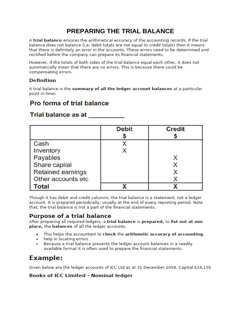 The Trial Balance | PDF