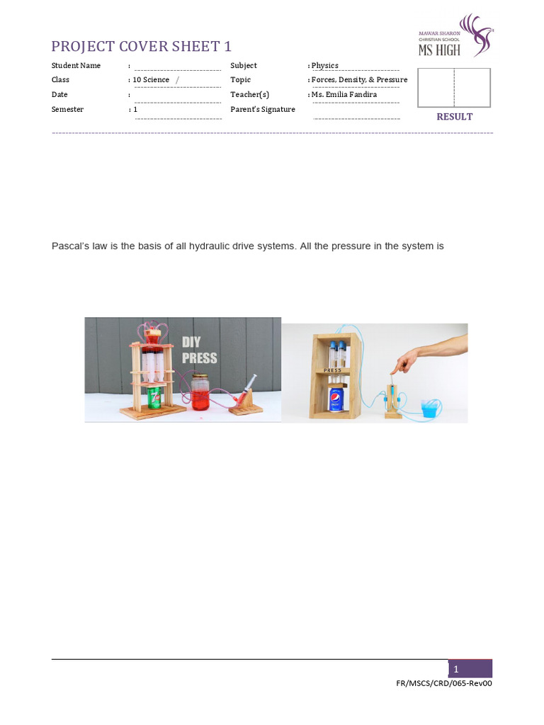 10 SCI PRO PHY T1 2322 Forces Density and Pressure | PDF