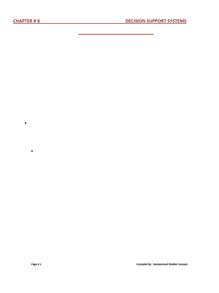 Lecture # 8 Decision Support Systems | PDF