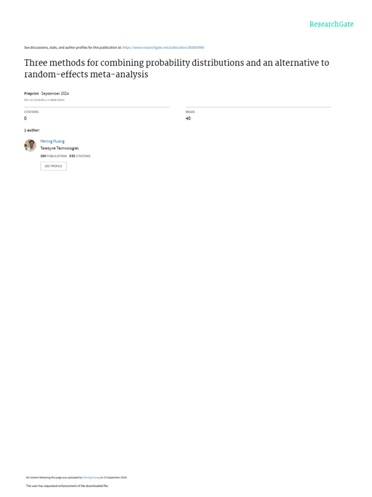 Three Methods For Combining Probability Distributions September 2024 | PDF