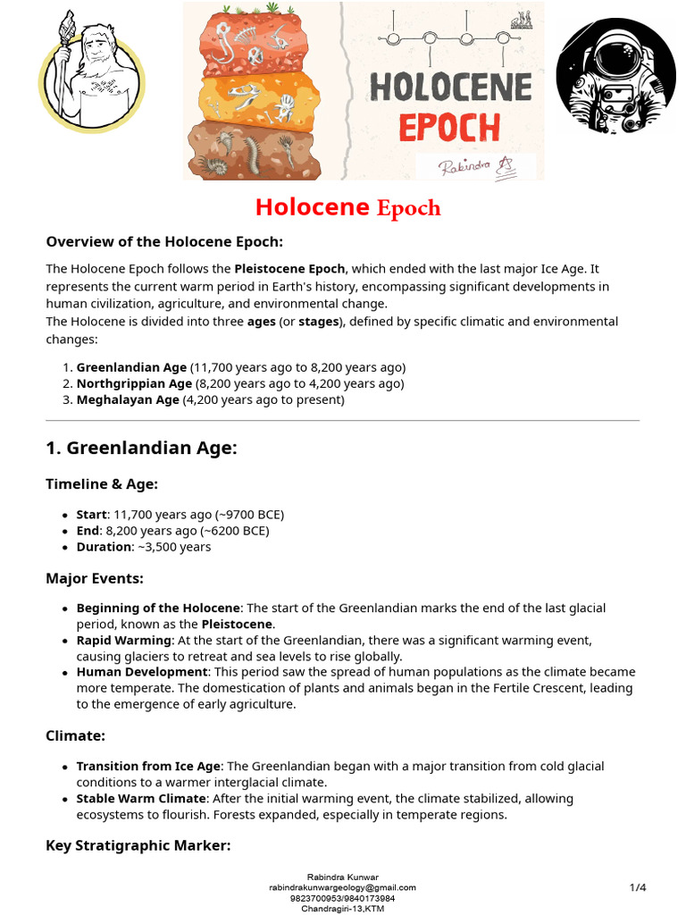 Holocene Epoch Overview | PDF | Holocene | Civilization