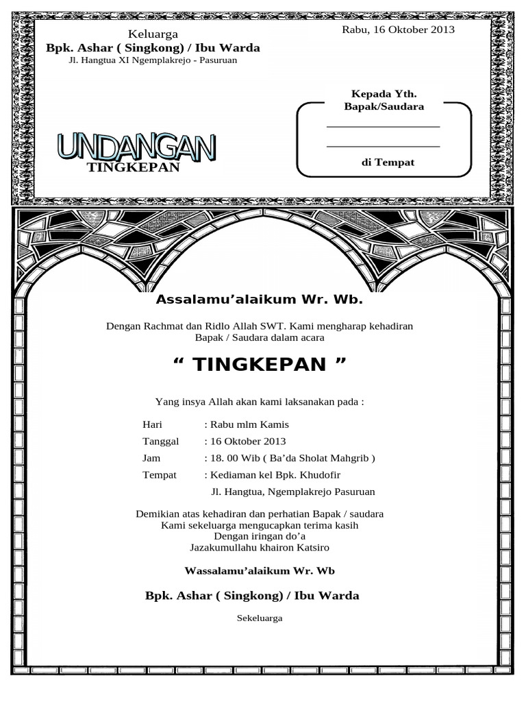Undangan Tingkepan | PDF