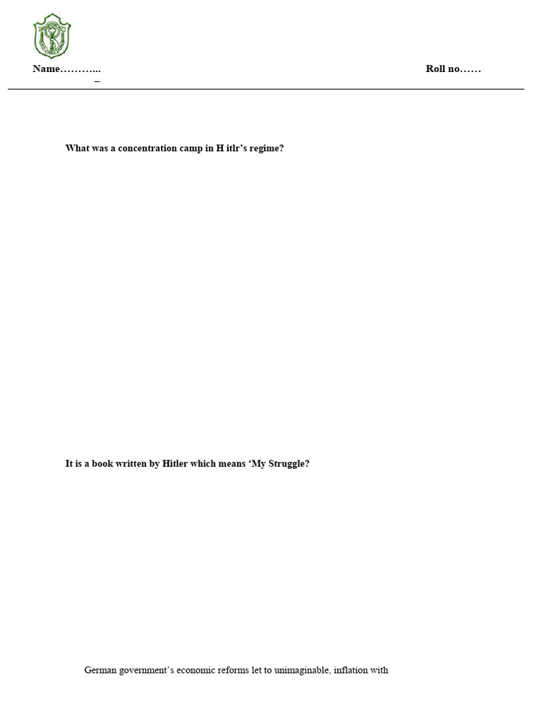 Notes Nazism and The Rise of Hilter Class 9 | PDF