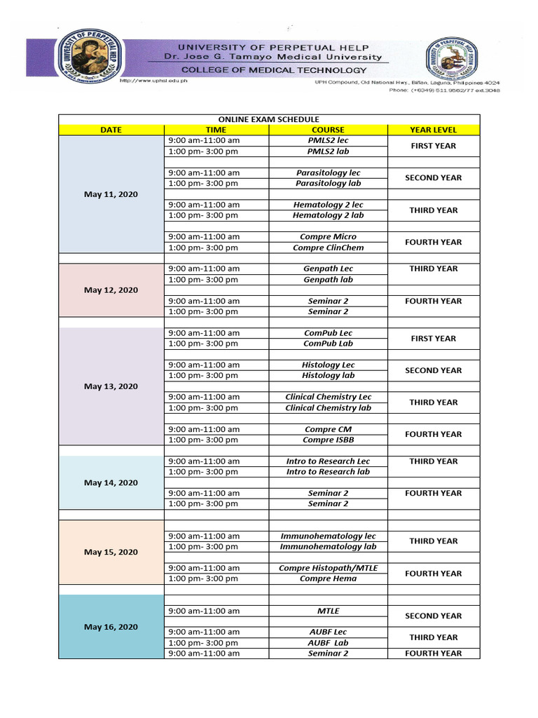 ONLINE-EXAM-SCHEDULE | PDF