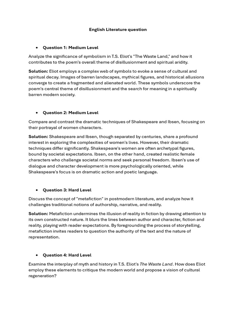 English Literature Question | PDF