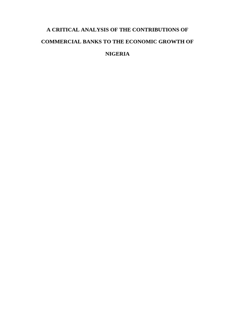 A Critical Analysis of The Contributions of Commercial Banks To The ...