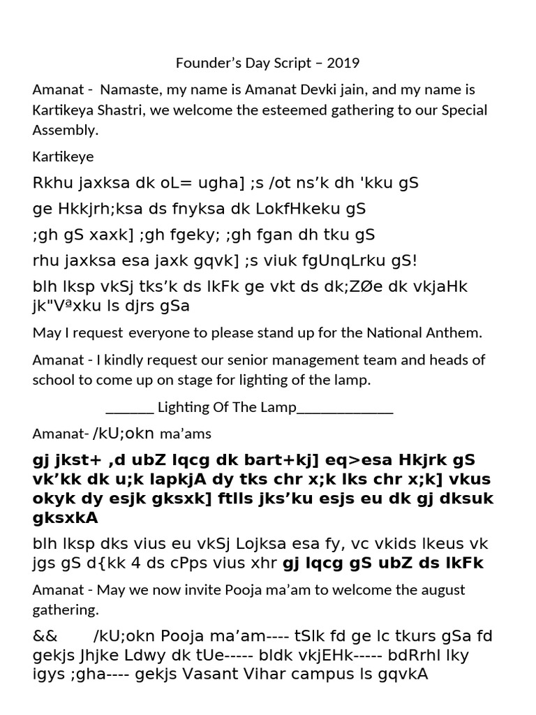 Founder's Day Script 2019 | PDF