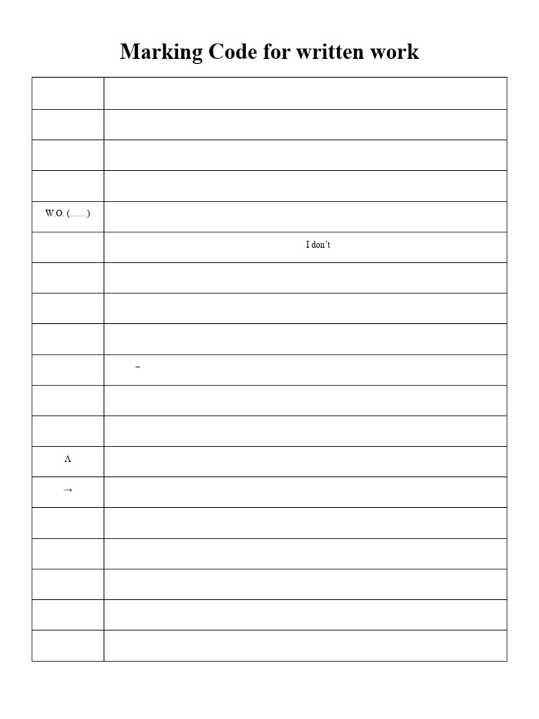 Marking Code For Writing | PDF | Language Arts & Discipline