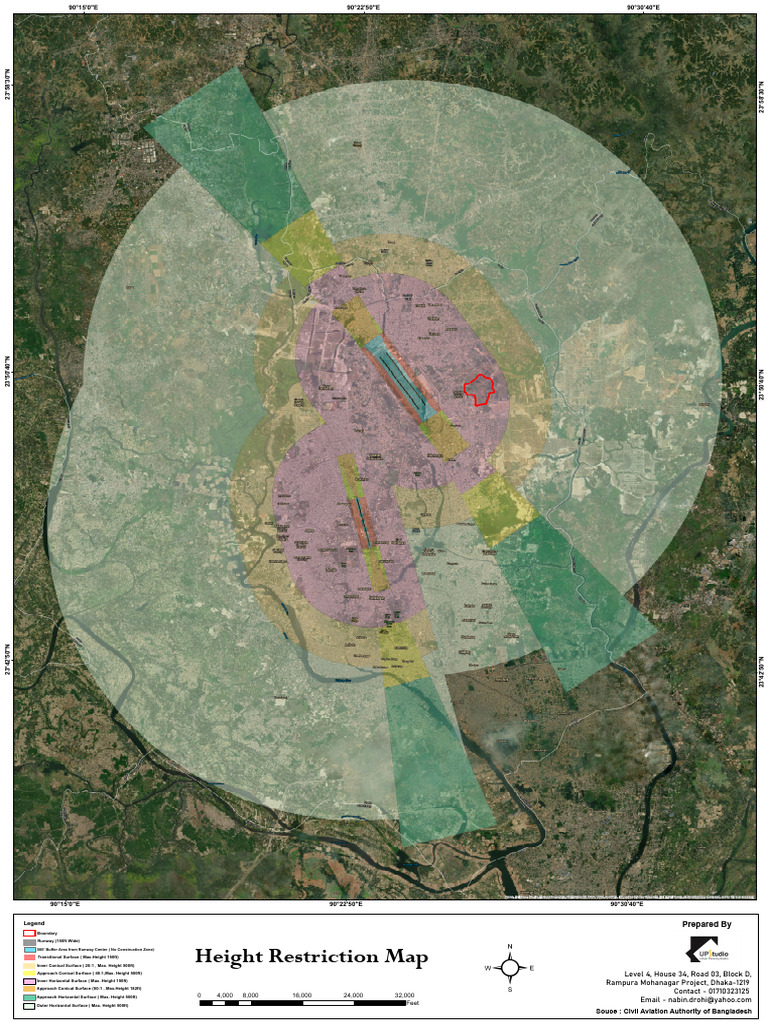 Height Restriction Map of Airports Overlay Zones in Dhaka ( Feet) | PDF