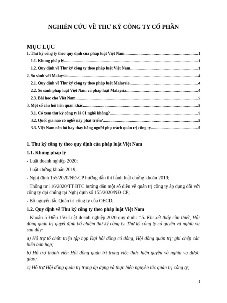 Thư Ký CTCP | PDF