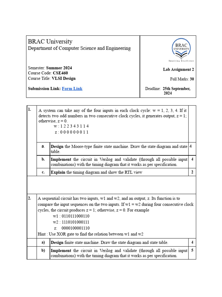CSE460 LabAssignment 2 Summer24 Sec3 | PDF