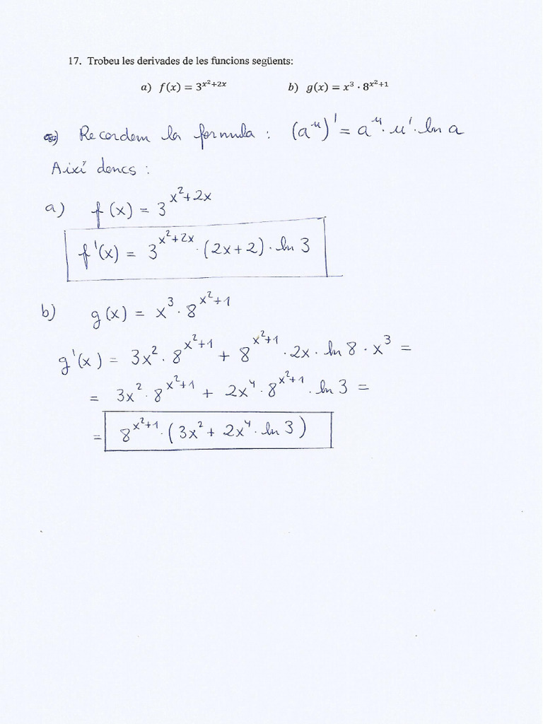 Exercici 17 Derivades | PDF