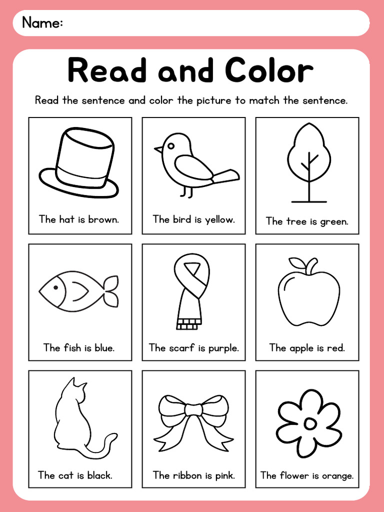 Read and Color Worksheet | PDF