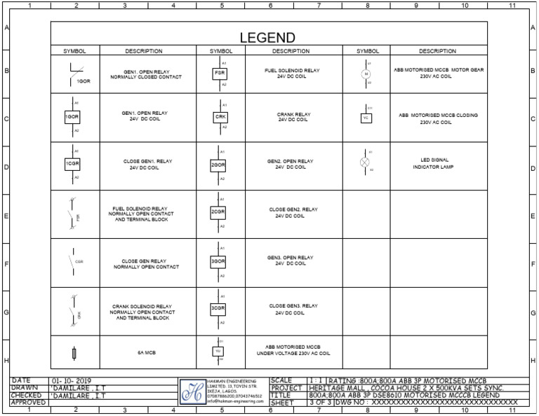 800A;800A ABB 3P DSE8610MKII MOTORISED MCCB LEGEND-Model | PDF