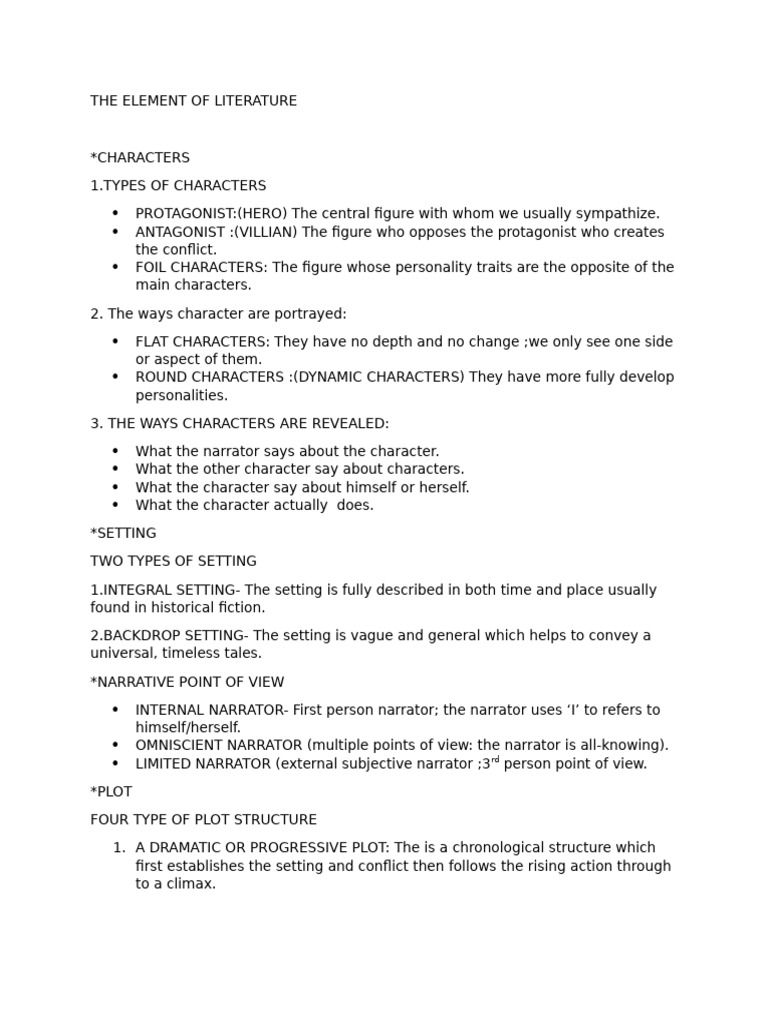 THE ELEMENT OF LITERATURE Report by Miss E. | PDF