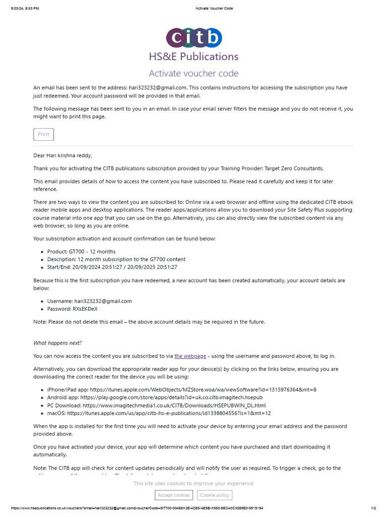 Activate Voucher Code | PDF