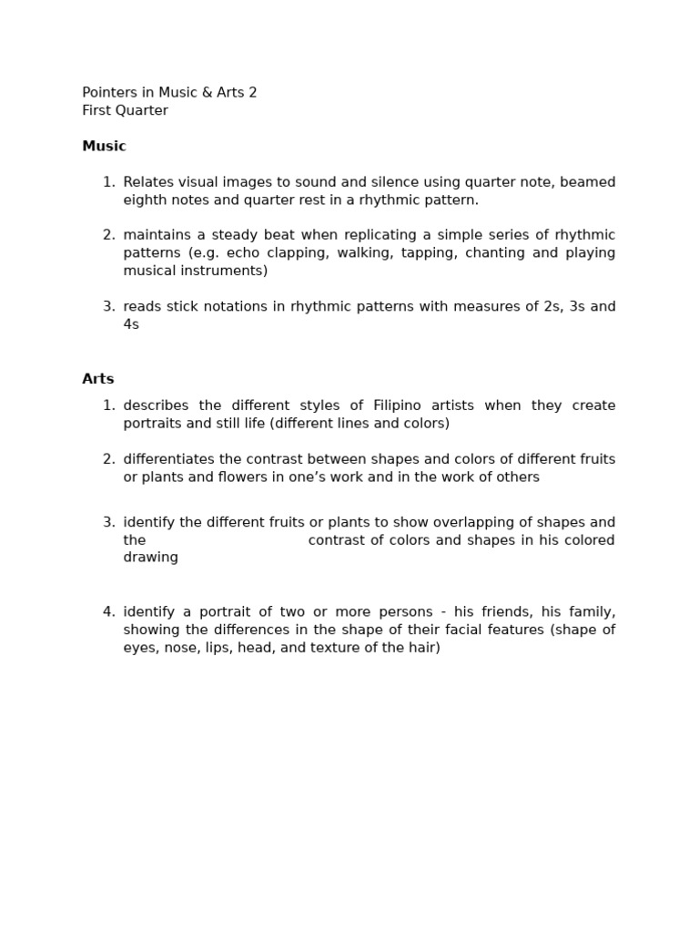 Pointers-in-Music__Arts_Q1 | PDF