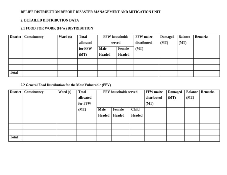Relief Distribution Report Disaster Management and Mitigation Unit | PDF