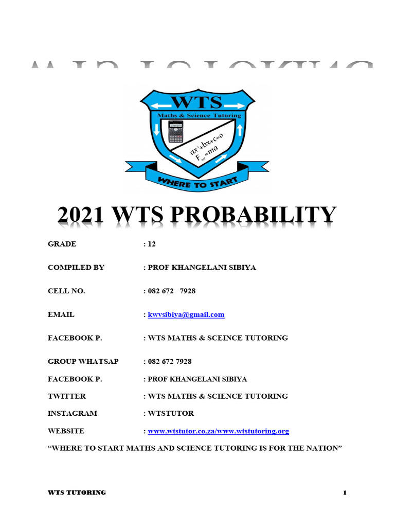 WTS 12 Probability | PDF