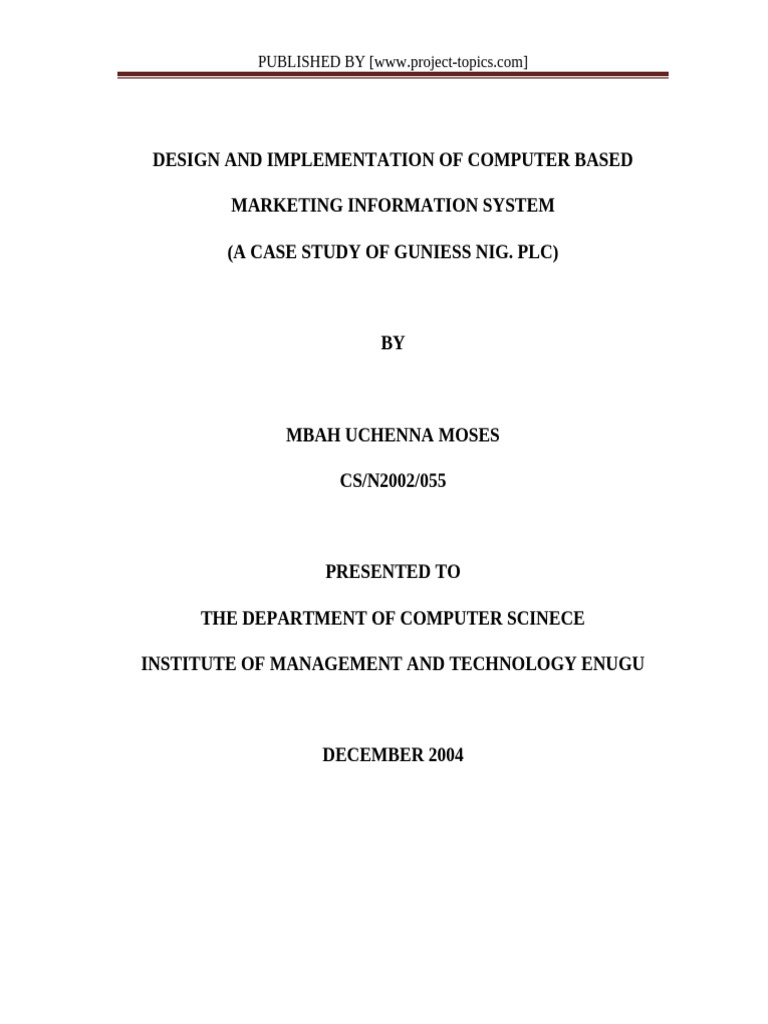 Design and Implementation of Computer Based Marketing Information ...