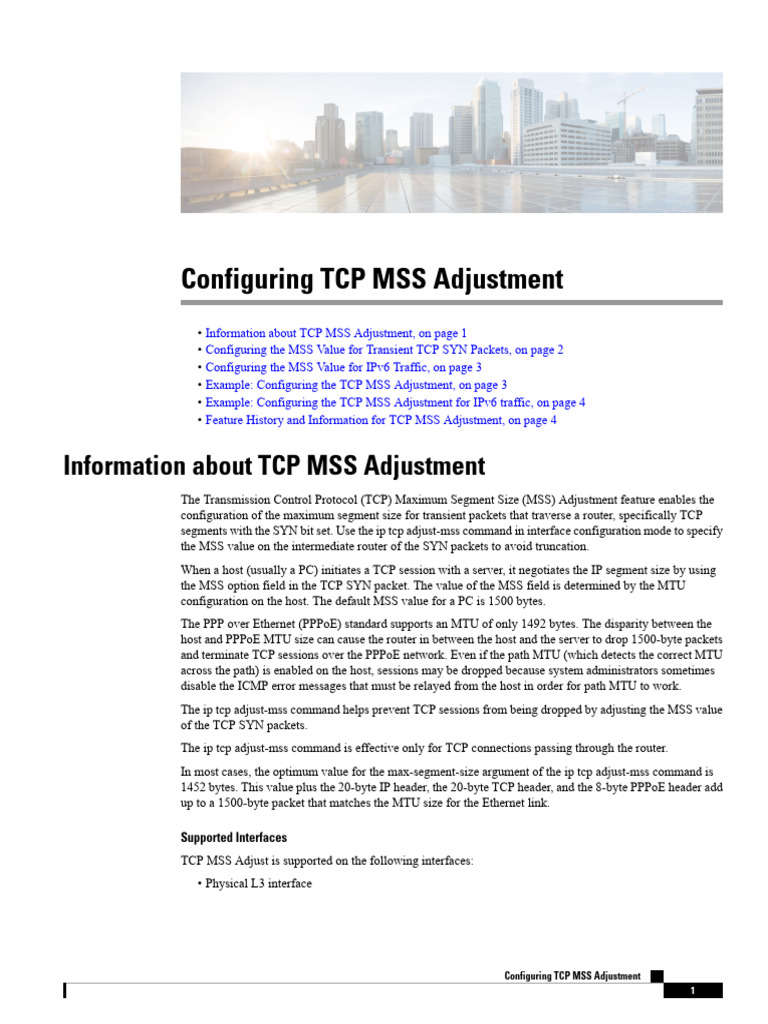 Configuring TCP Mss Adjustment | PDF
