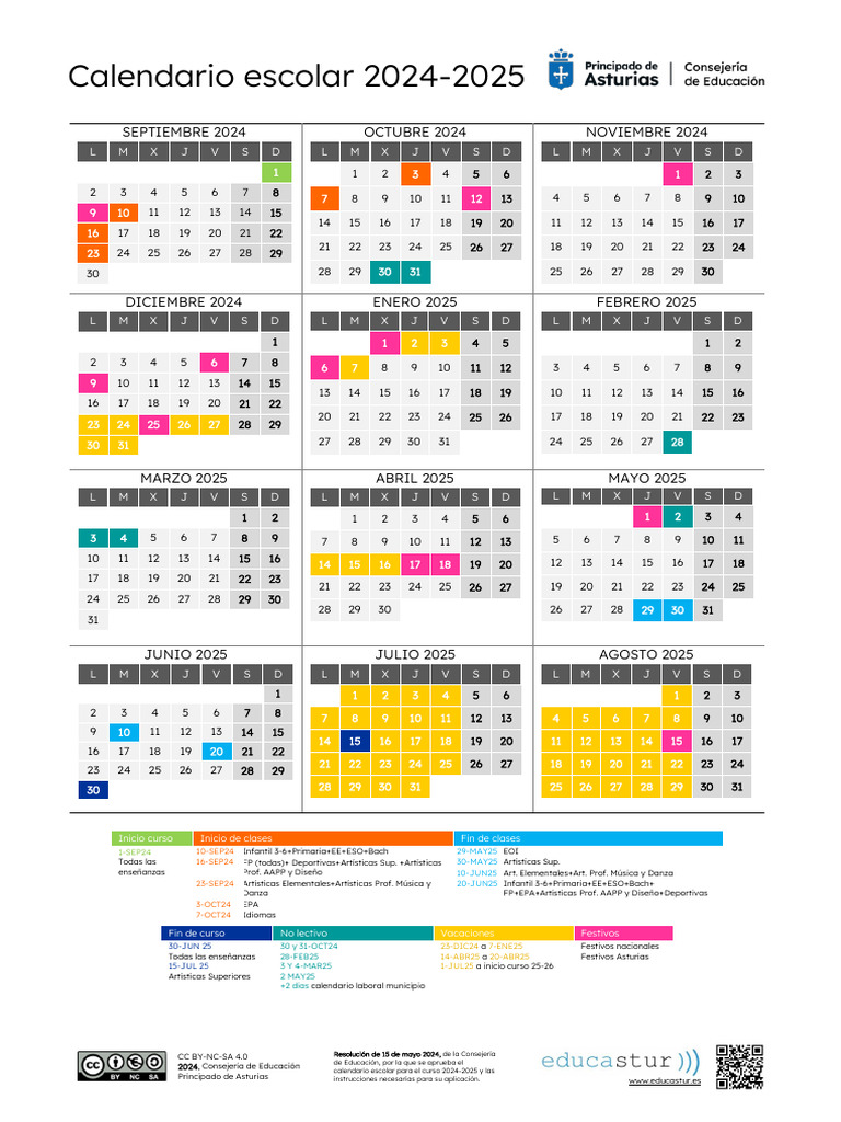 Calendario Escolar Asturias 24 25 Pdf