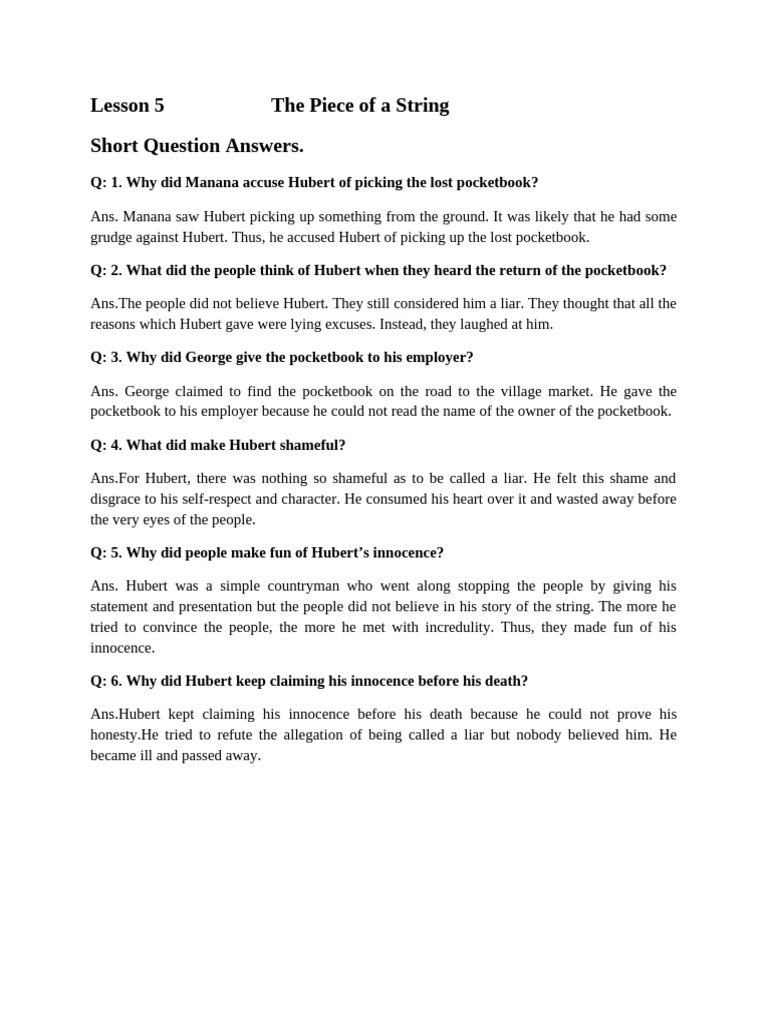 5 The Piece of a String | PDF