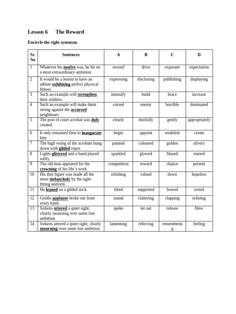 Lesson 6 The Reward | PDF