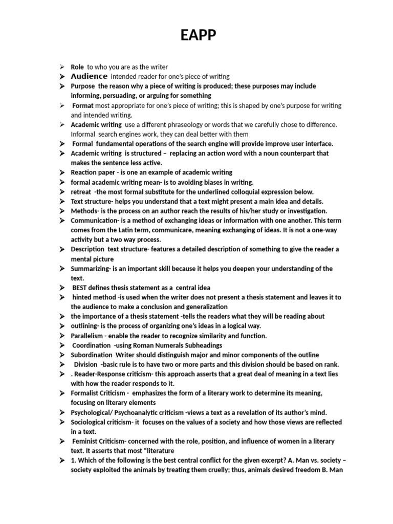 EAPP First Quarter Exam | PDF