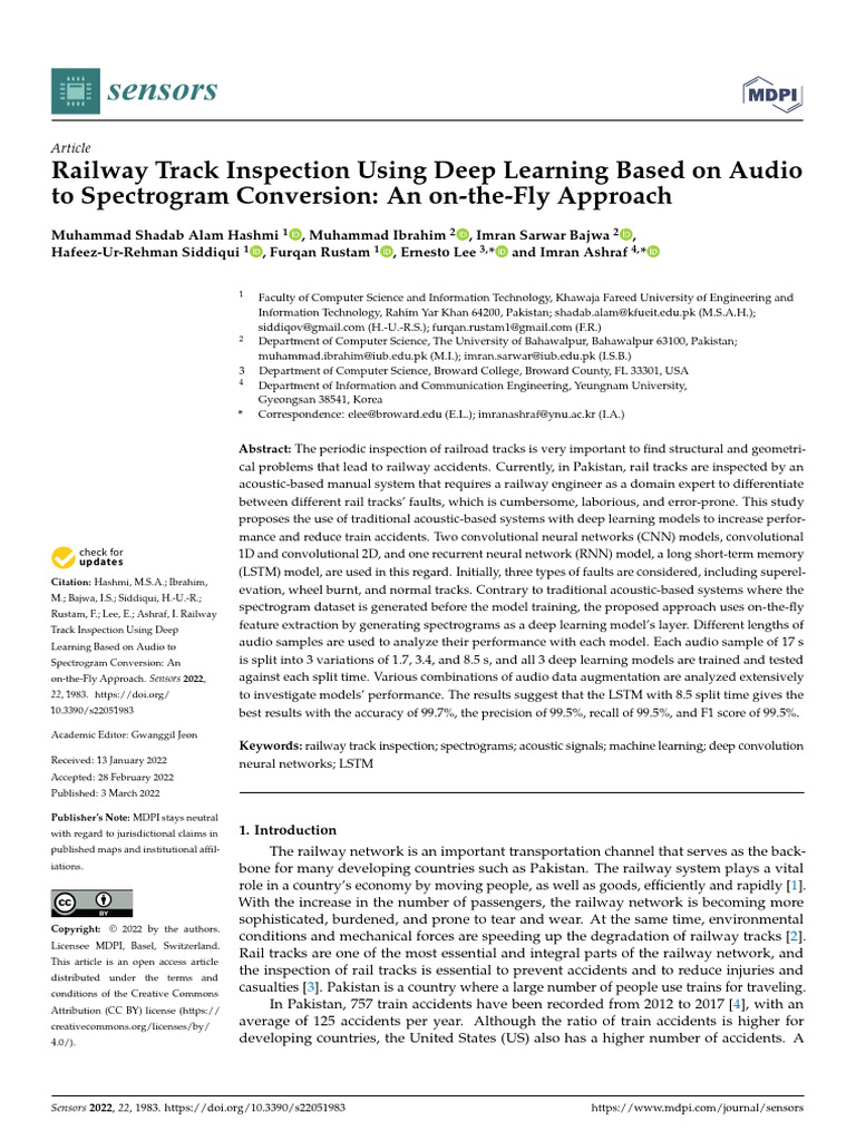 Railway Track Inspection Using Deep Learning Based On Audio To Spectrogram Conversion - An on ...
