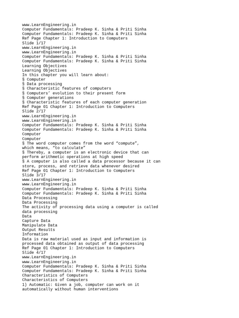 Computer Fundamentals P.K Sinha (By Yogi) - by WWW - Learnengineering ...