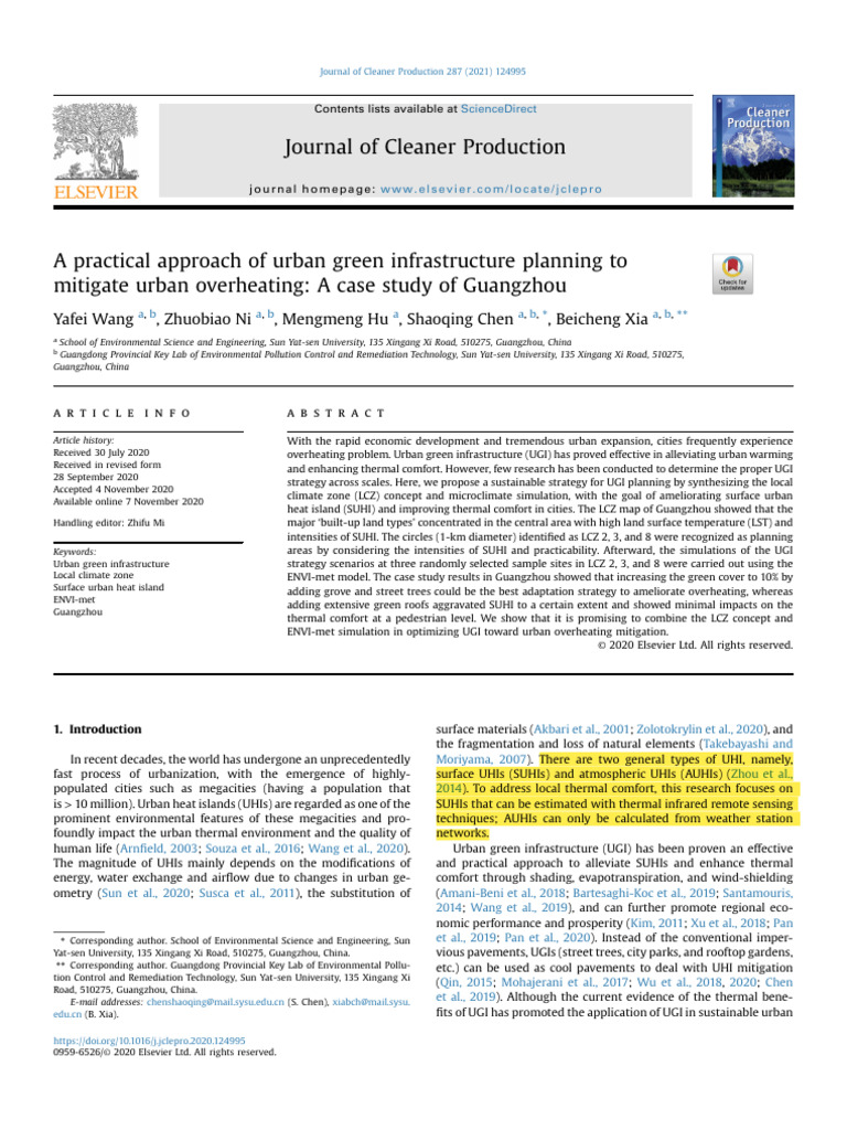 A Practical Approach of Urban Green Infrastructure | PDF