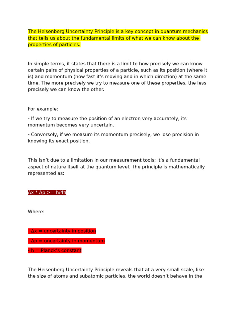 Heisenberg Uncertainty Principle | PDF