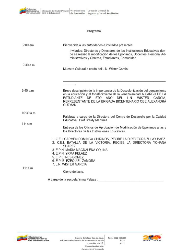 Programa Modificacion de Eponimo | PDF