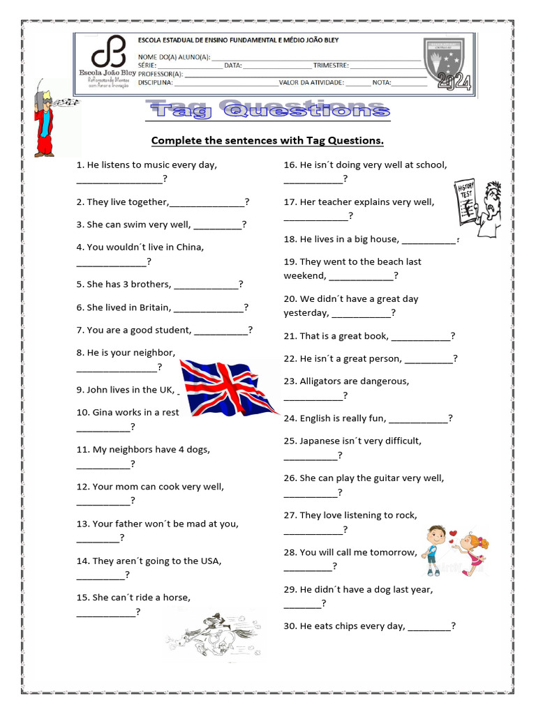 Atividade Sobre Tag Questions | PDF