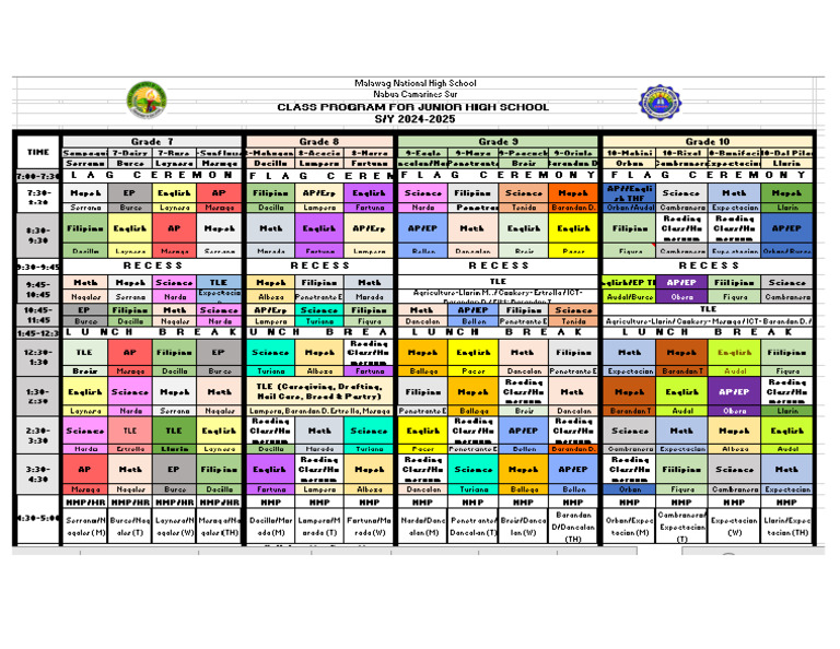 Class Program 2024-2025 | PDF