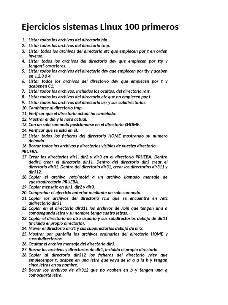 Ejercicios Linux | PDF
