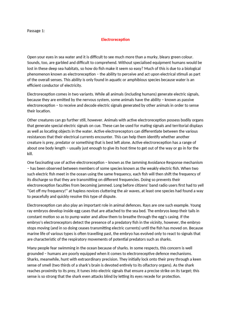 Reading passages 1-8 (no questions) | PDF