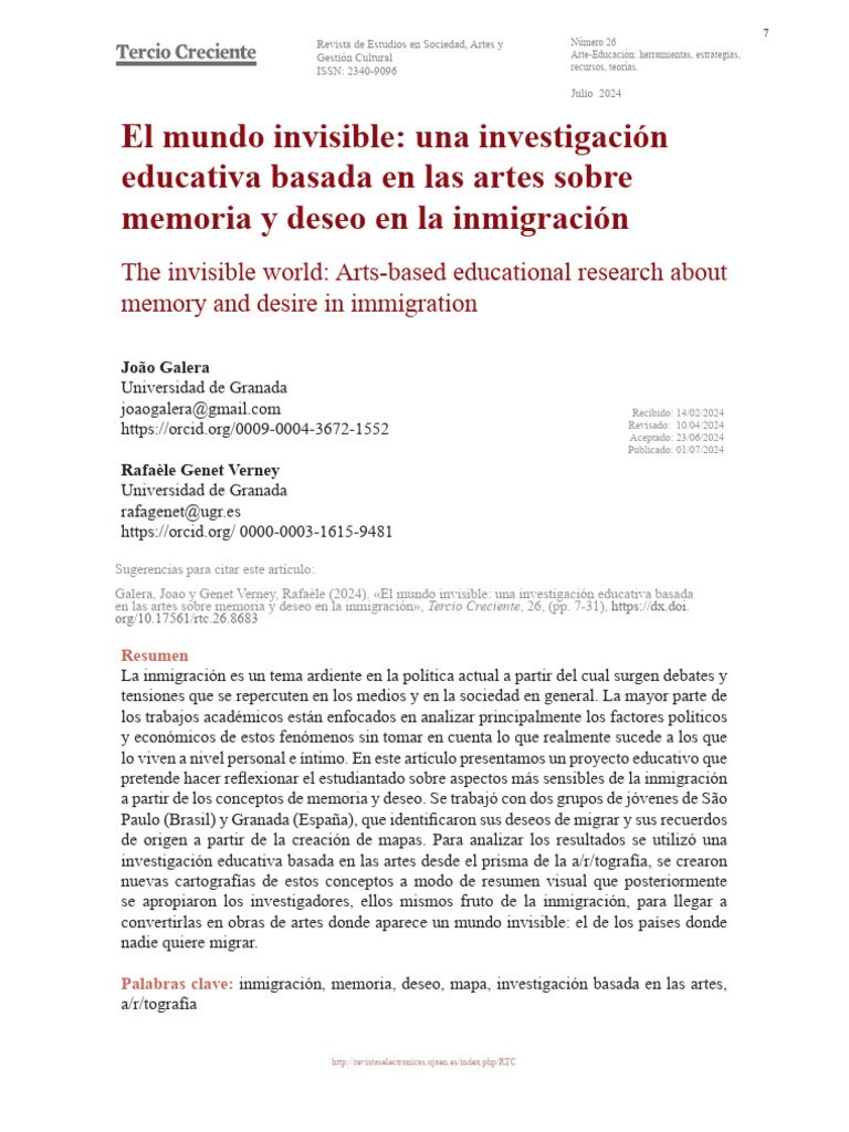 El Mundo Invisible: Una Investigación Educativa Basada en Las Artes ...