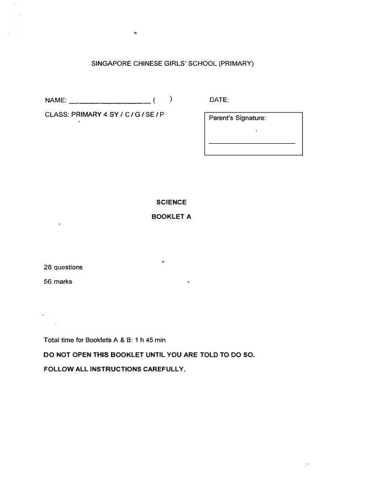 P4 Science SA2 2021 SCGS Exam Papers | PDF