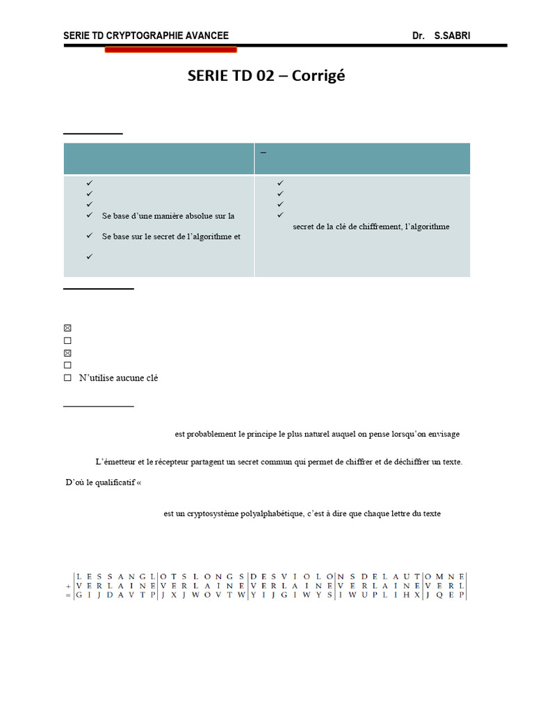 SERIE TD 2 - Corrigé | PDF