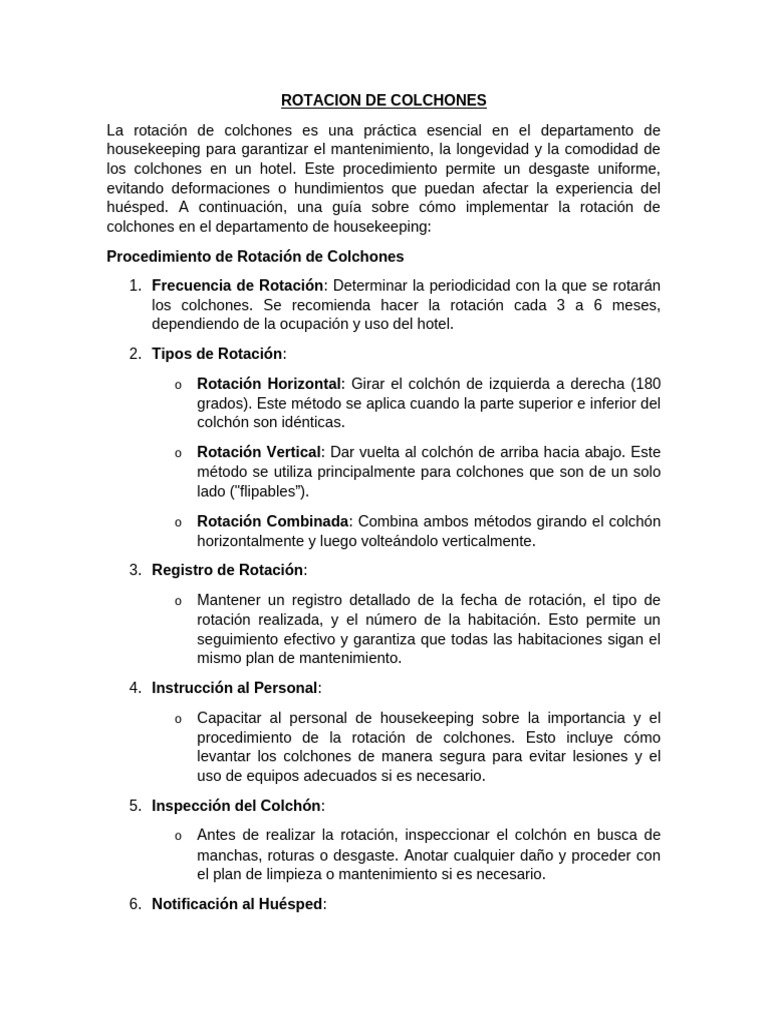 Rotacion de Colchones | PDF