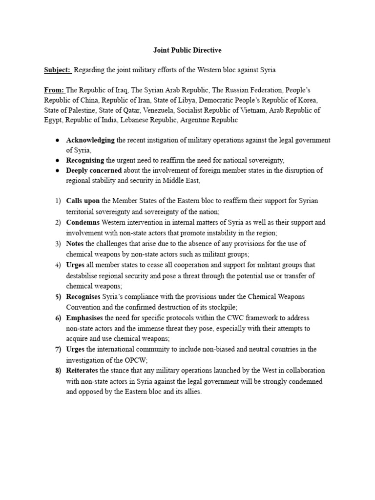 Joint Public Directive | PDF