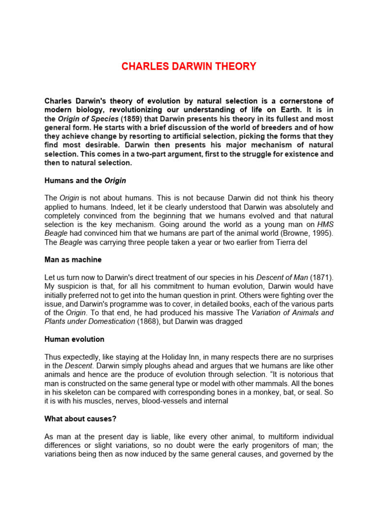 Charles Darwin Theory | PDF