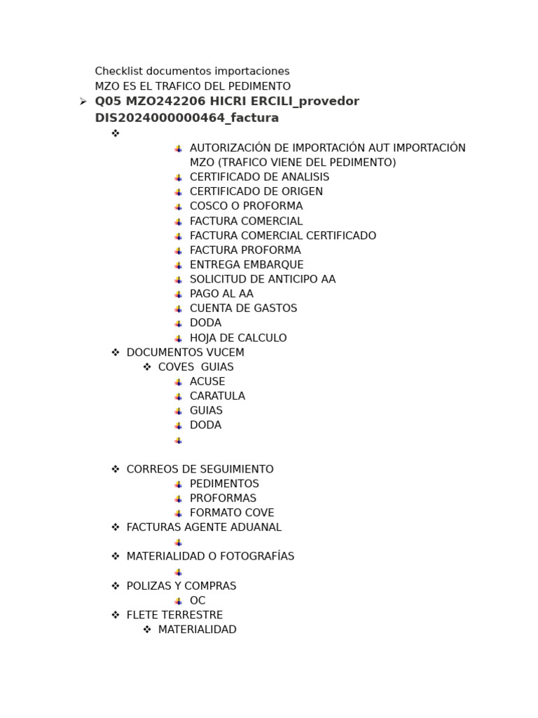 Checklist IMPORTACIONES | PDF