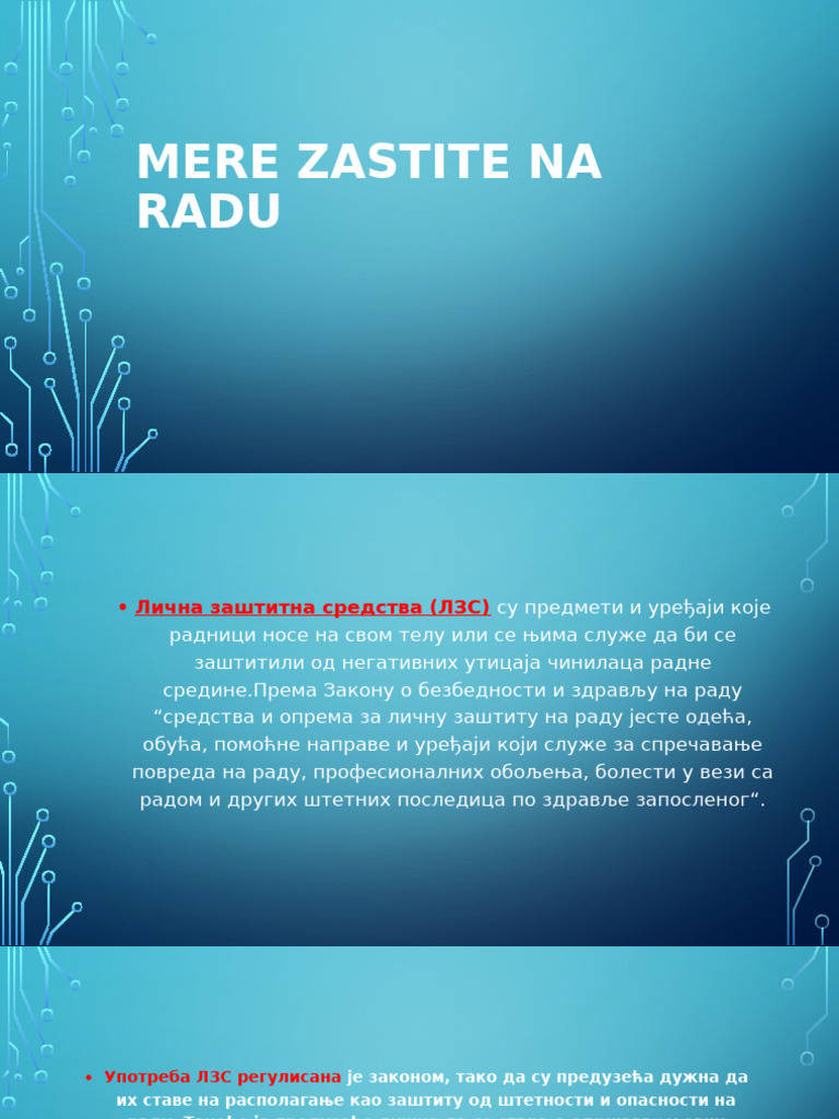 Mere Zaštite Na Radu | PDF