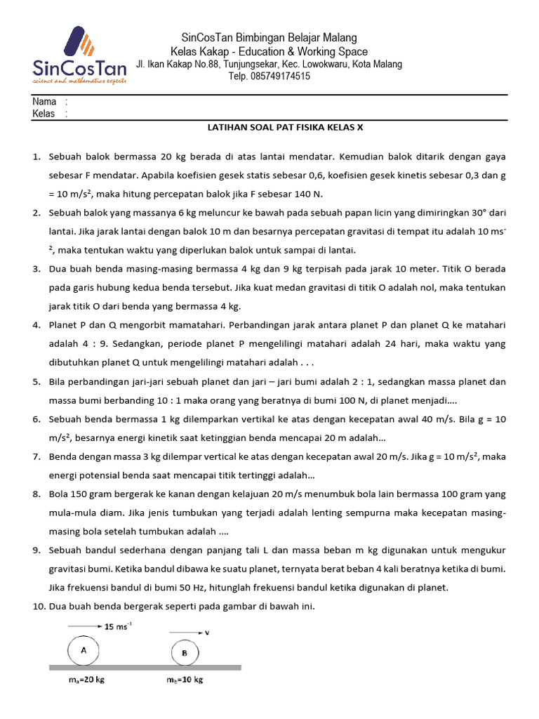 PAT FISIKA X GENAP | PDF